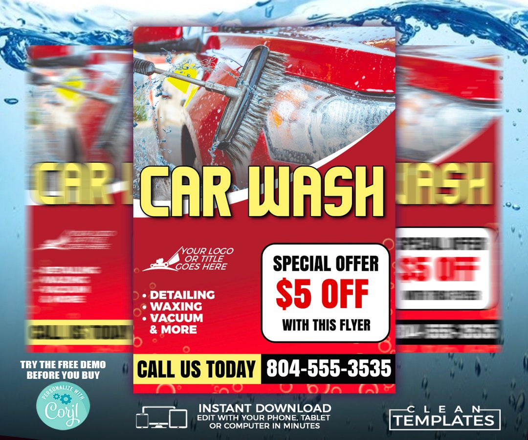Car Wash Flyer | Edit Online | 5X7 Digital & Printable | Do It Yourself ...