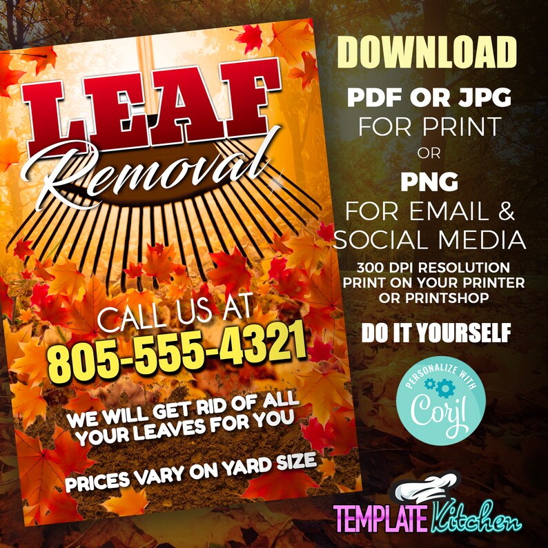 Leaf Removal Flyer: 5x7 Printable Template (digital Download) - Etsy