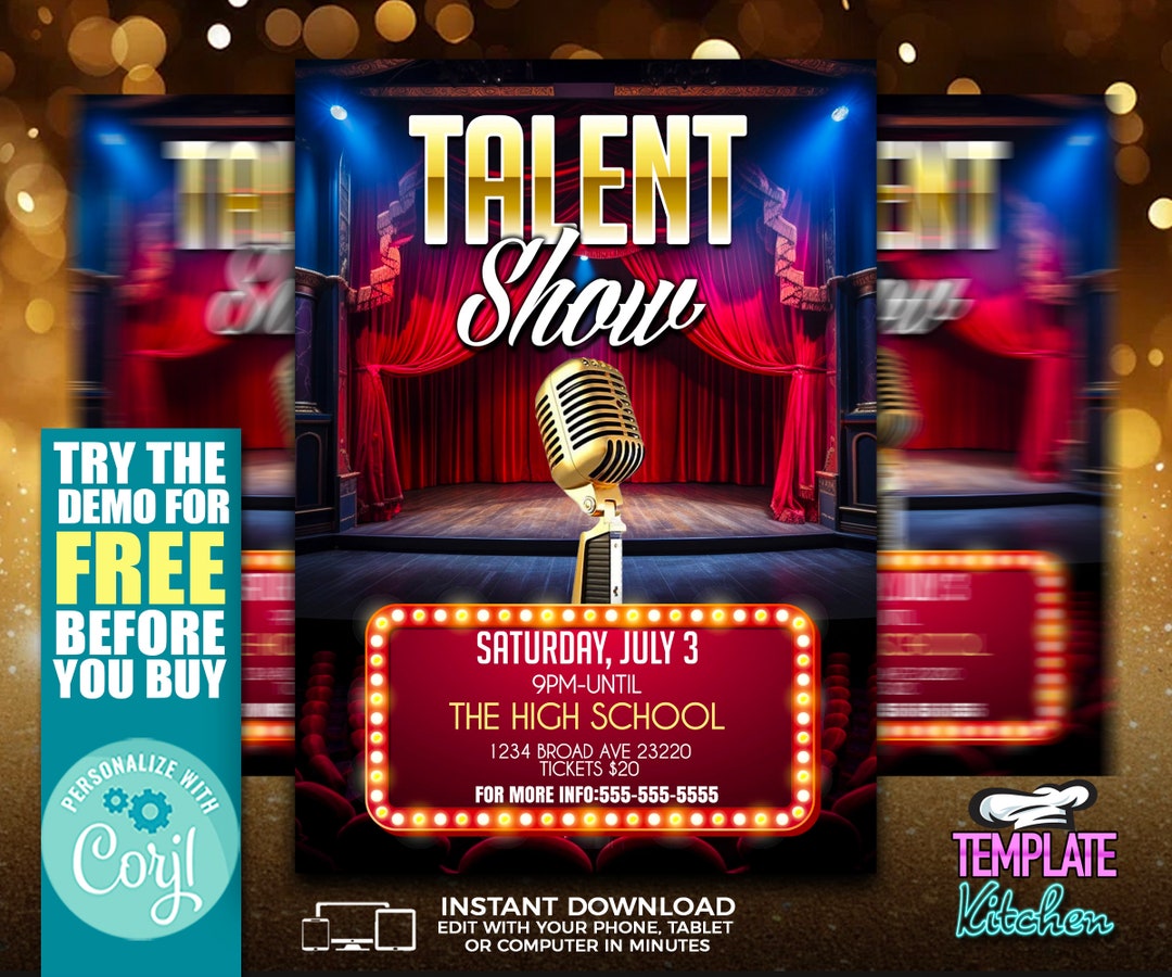 Talent Show | Edit Online | 5X7 Digital & Printable | Do It Yourself ...