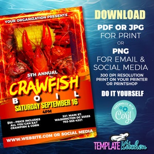 Crawfish Boil Flyer | Edit Online | 5X7 Digital & Printable | Do It ...