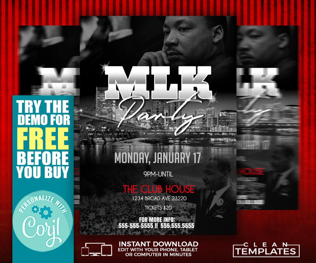 MLK Day Party Flyer: 5x7 Printable Template (digital) - Etsy