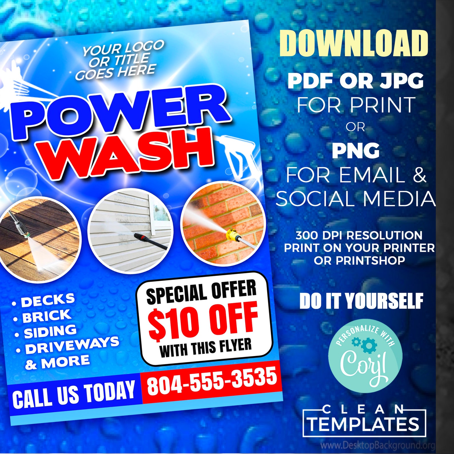 Power Wash Service Flyer | Edit Online | 5X7 Digital & Printable | Do ...