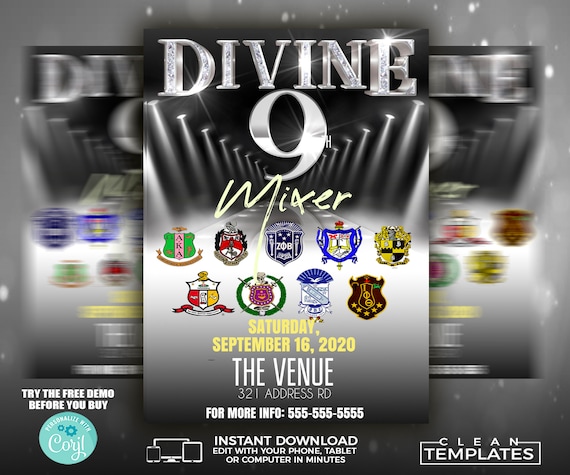 Divine 9 Flyer Edit Online 5X7 Digital & Printable Do It | Etsy