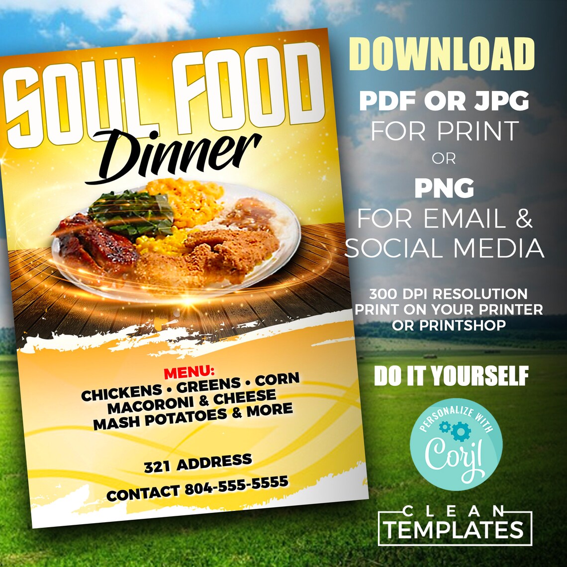 Soul Food Flyer | Edit Online | 5X7 Digital & Printable | Do It ...
