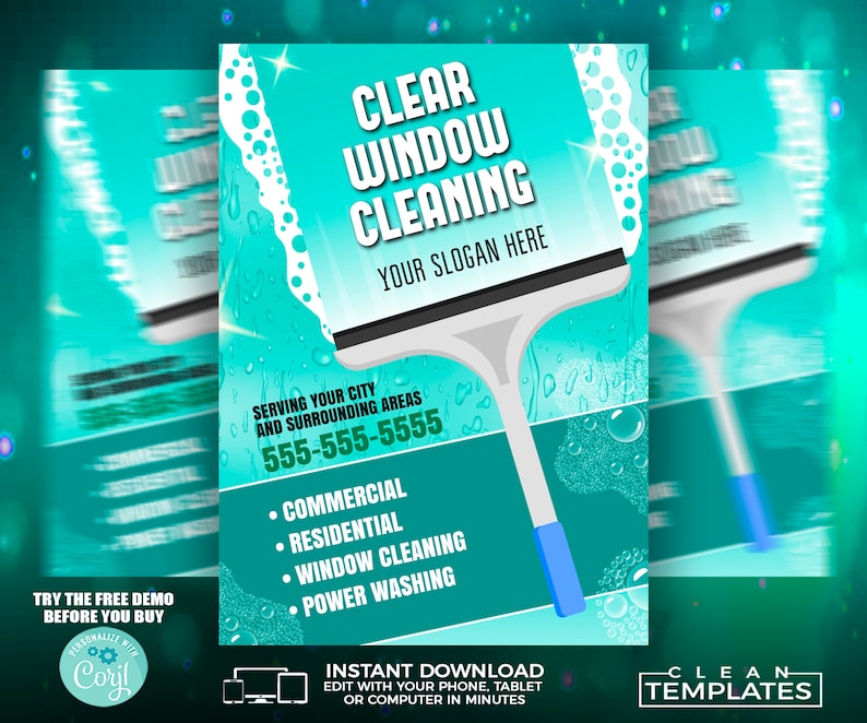 Window Cleaning Service Flyer Edit Online 5X7 Digital & Printable Do It ...
