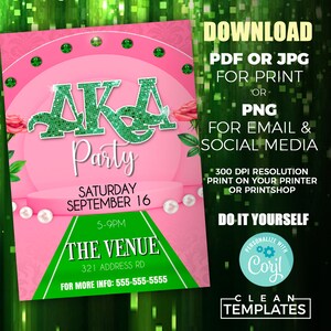 AKA Party Flyer Template | Edit Online | 5x7 Digital & Printable - Etsy
