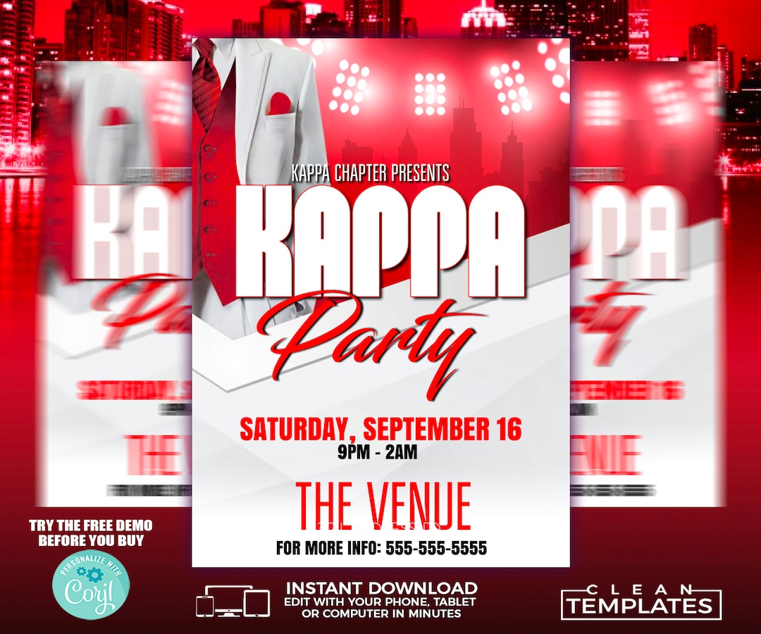 Kappa Fraternity Party Flyer Template | Edit Online | 5x7 Digital ...