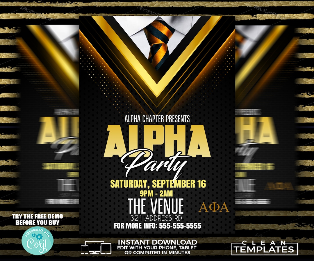 Alpha Fraternity Party Flyer Template | Edit Online | 5x7 Digital ...