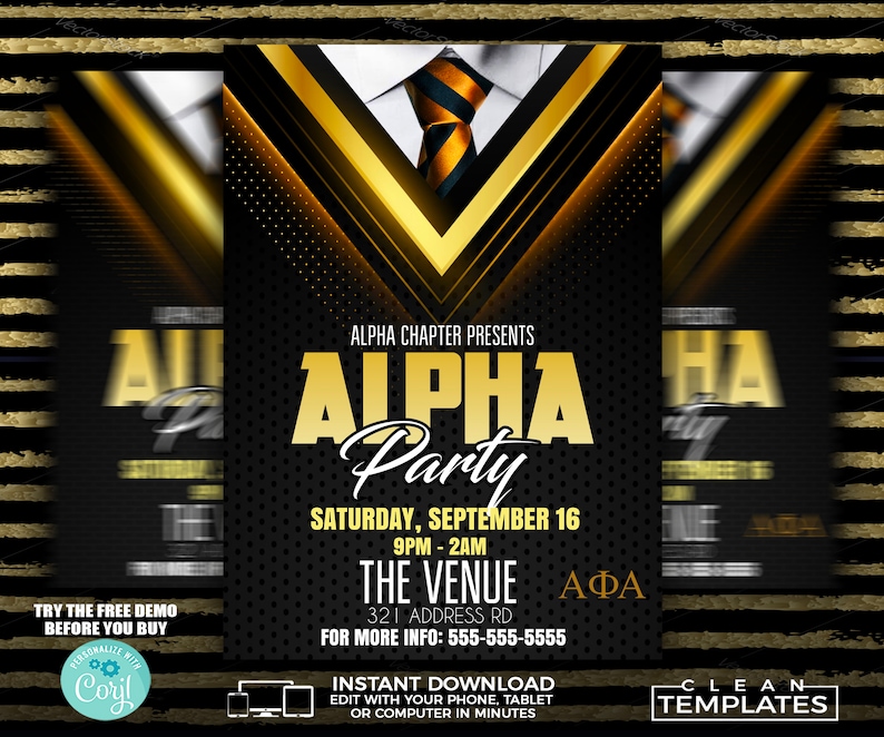 Alpha Fraternity Party Flyer Template | Edit Online | 5x7 Digital ...