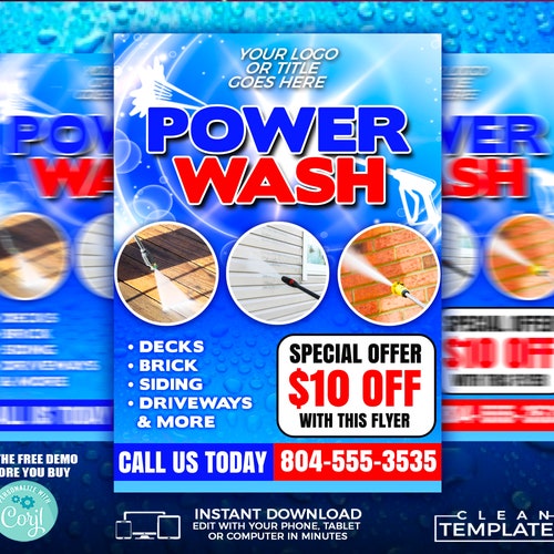 Power Wash Service Flyer Edit Online 5X7 Digital & - Etsy