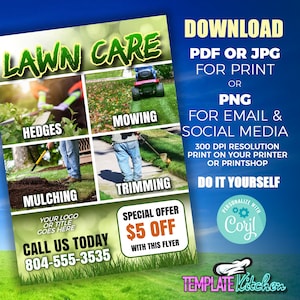 Lawn Care Service Flyer | Edit Online | 5X7 Digital & Printable | Do It ...