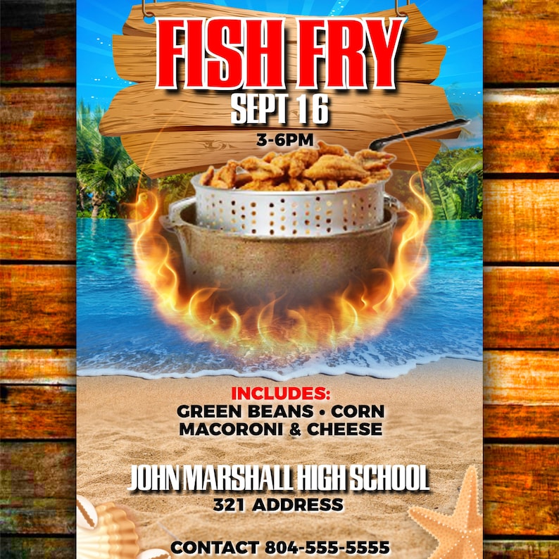 Fish Fry Flyer Edit Online 5X7 Digital & Printable Do It - Etsy
