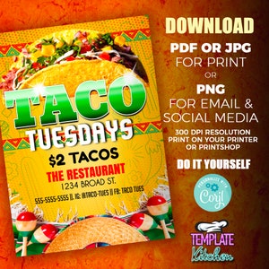 Taco Tuesdays | Edit Online | 5X7 Digital & Printable | Do It Yourself ...