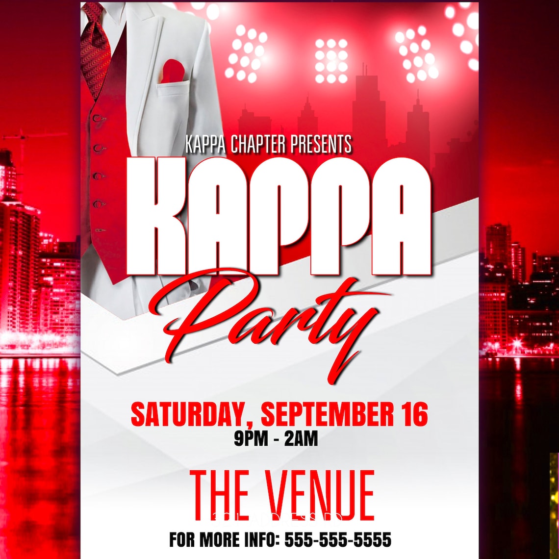 Kappa Fraternity Party Flyer Template | Edit Online | 5x7 Digital ...