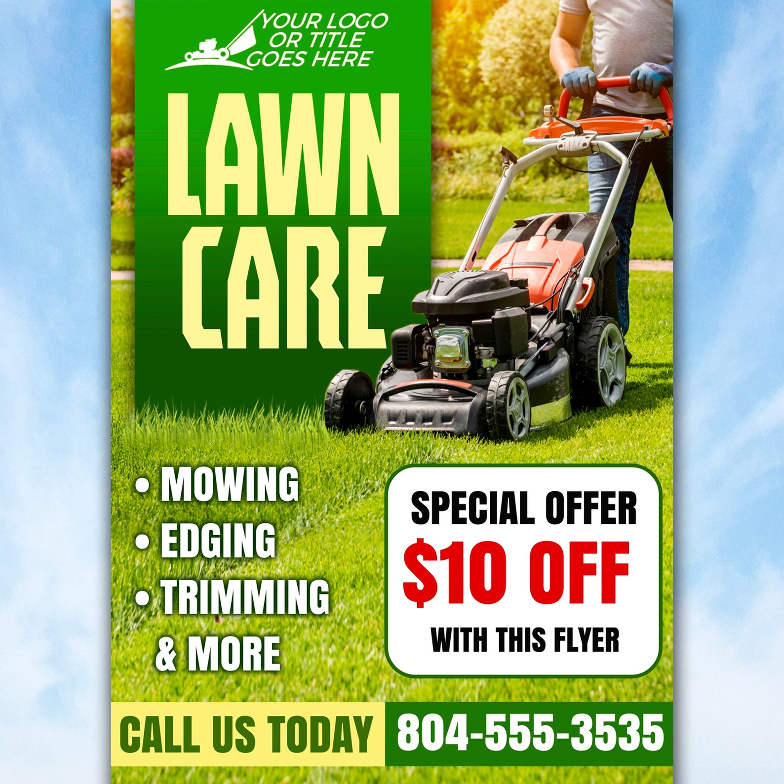 Lawn Care Service Flyer Edit Online 5X7 Digital & - Etsy
