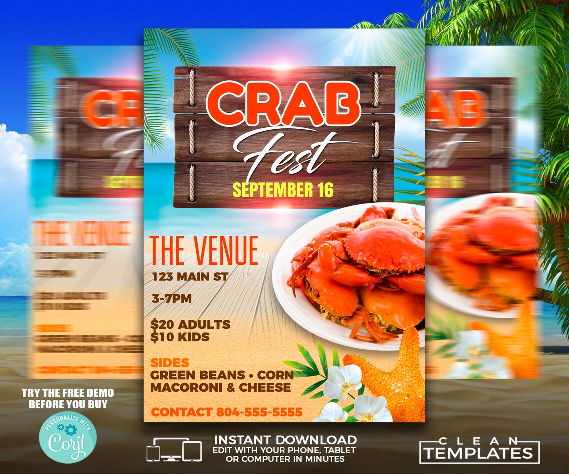 Crab Fest Flyer | Edit Online | 5X7 Digital & Printable | Do It ...
