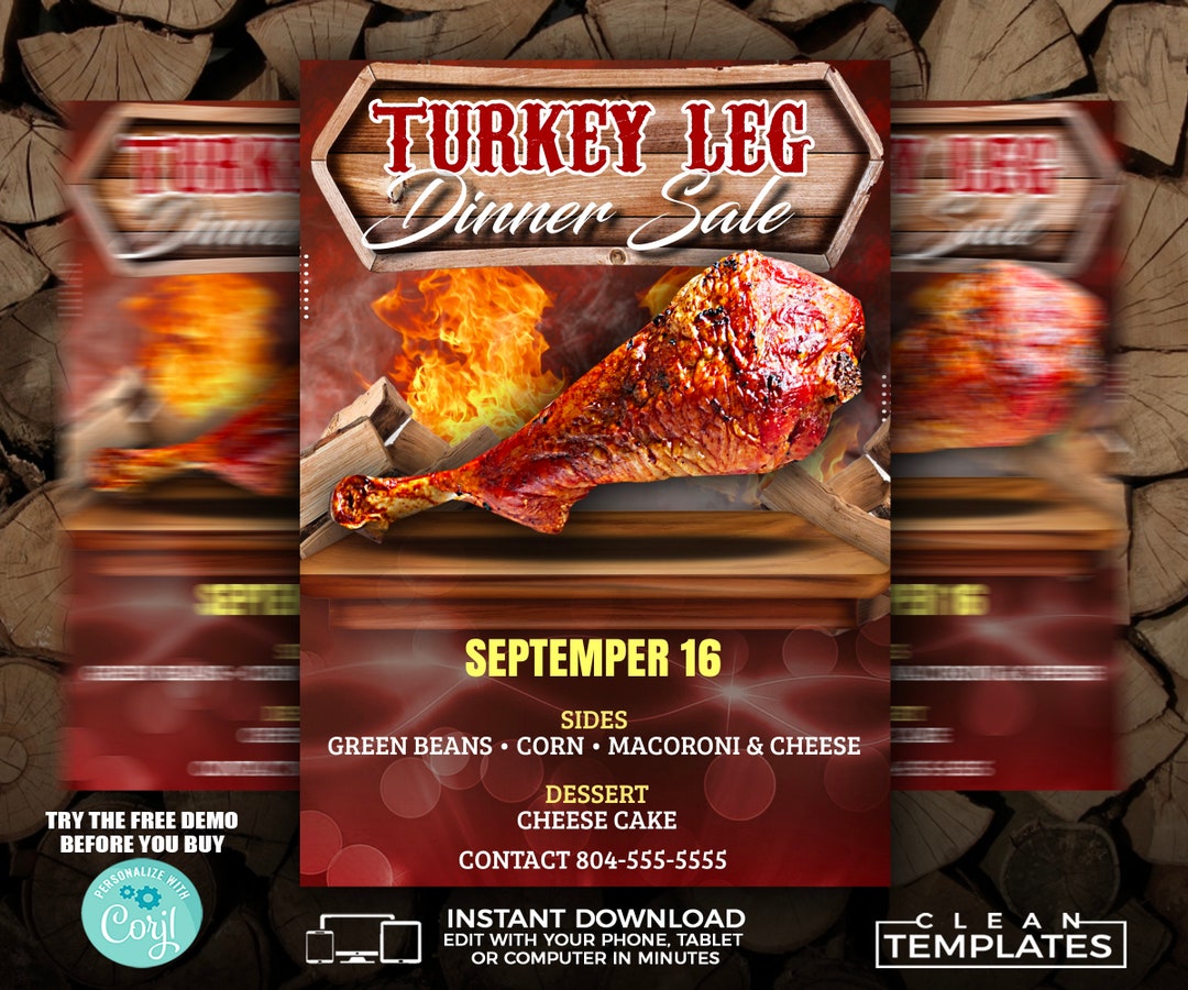 Turkey Dinner Sale Flyer | Edit Online | 5X7 Digital & Printable | Do ...