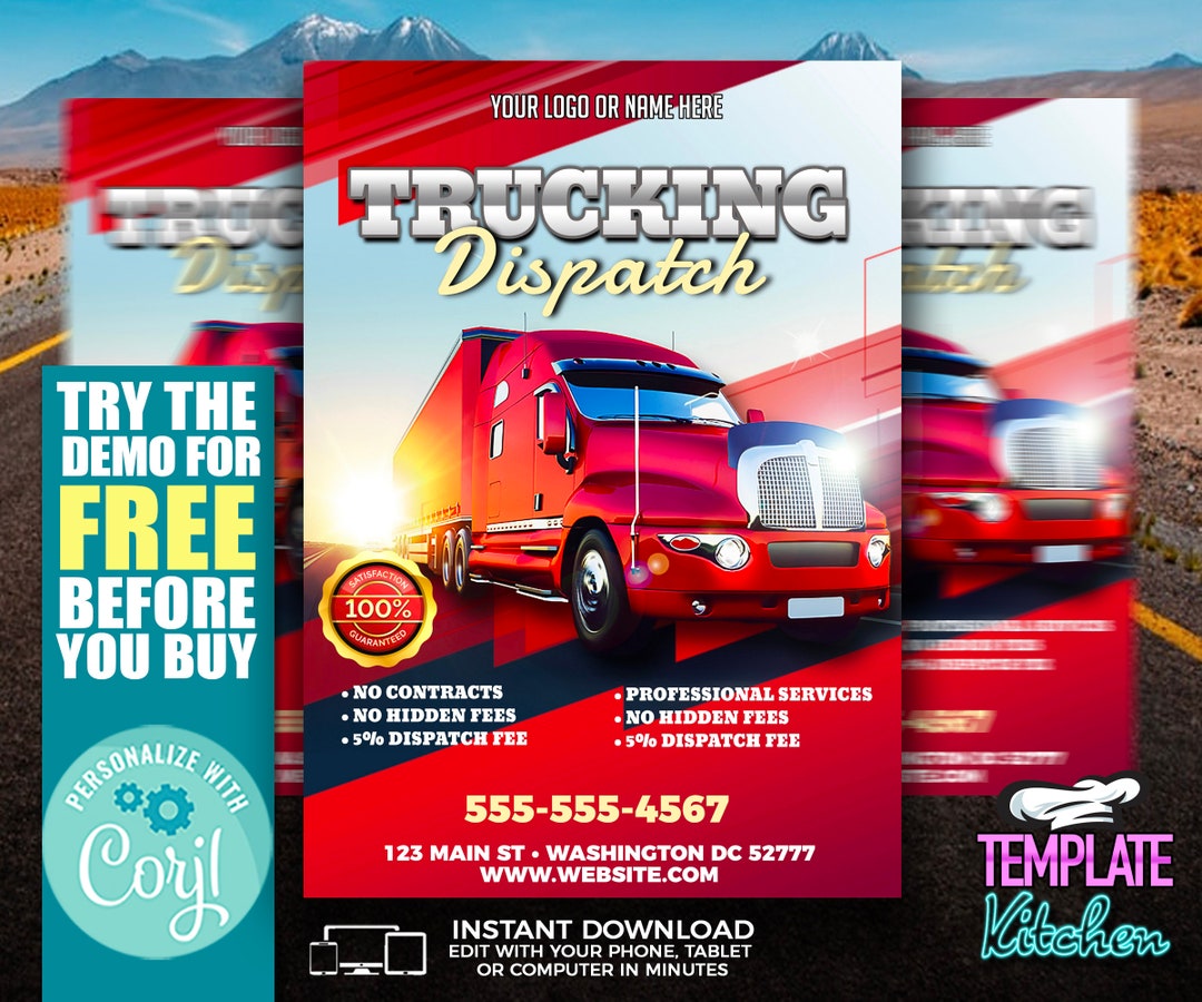 Truck Dispatch Flyer | Edit Online | 5X7 Digital & Printable | Do It ...