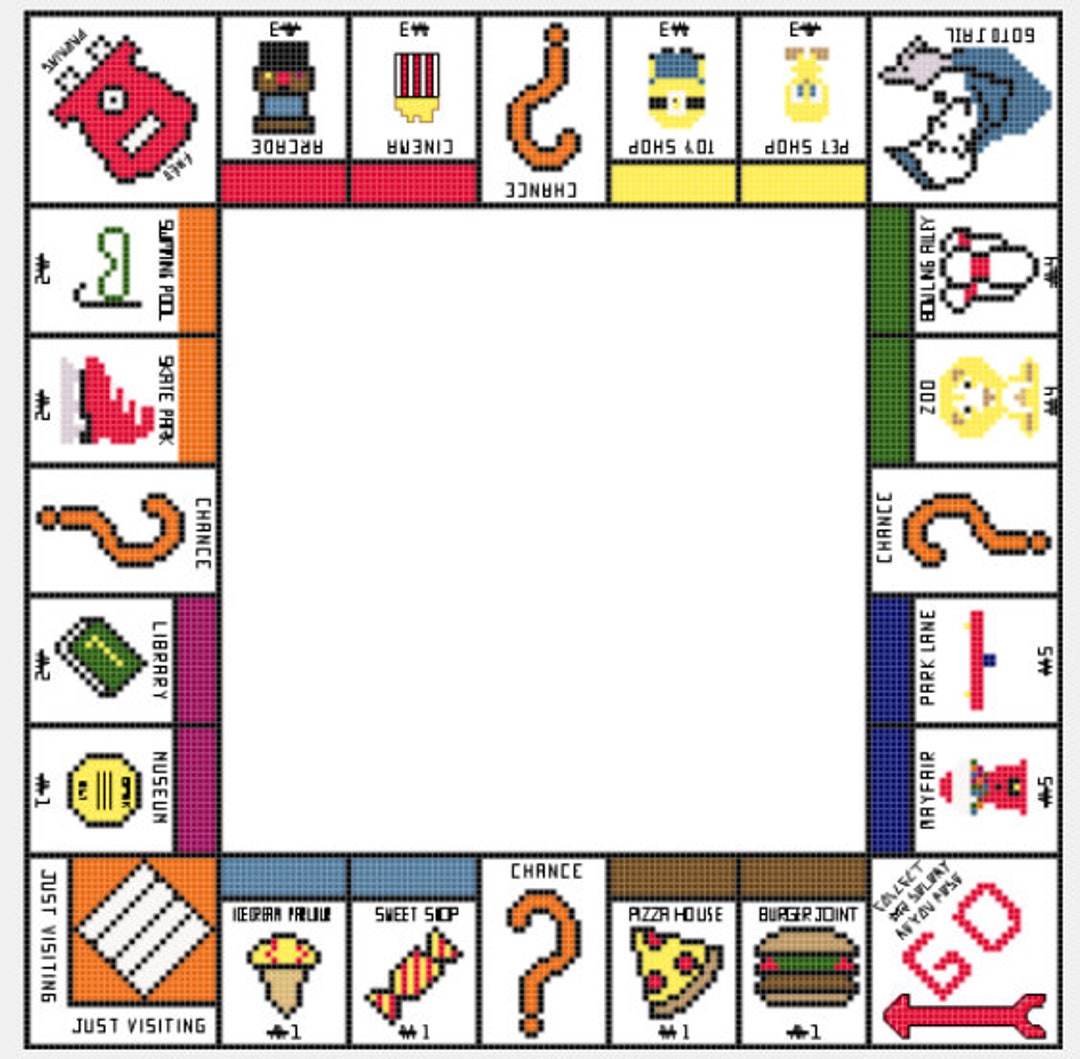 Junior Monopoly Cross Stitch Pattern - Etsy Canada