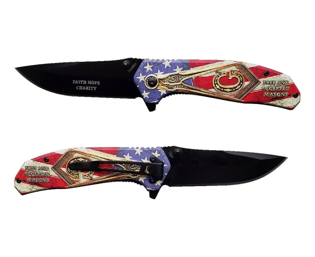 Masonic Personalized Engraved Blade Folding Knife 3D Freemasonry ...