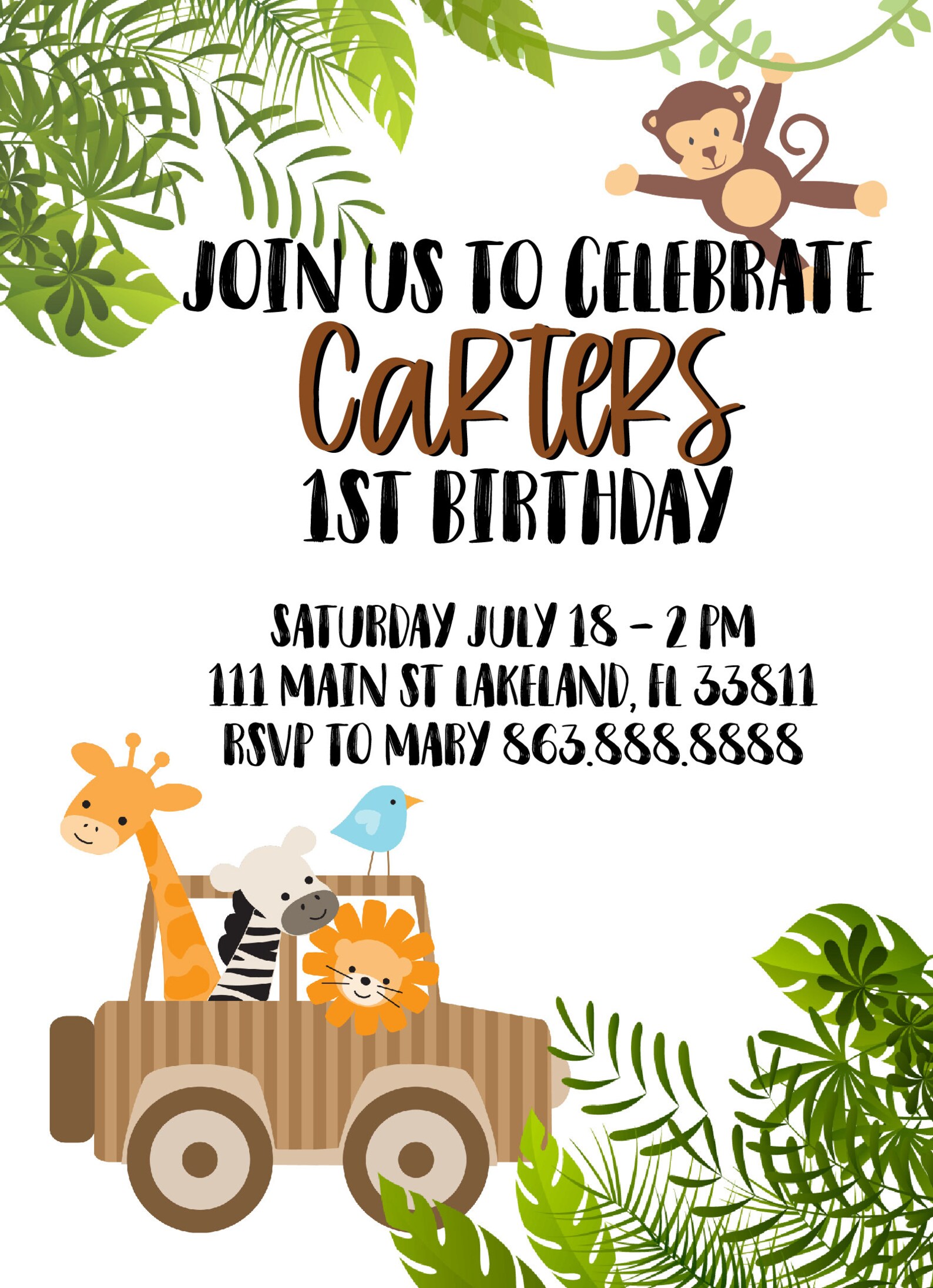 One Wild Year First Birthday Invitation Boy or Girl - Etsy