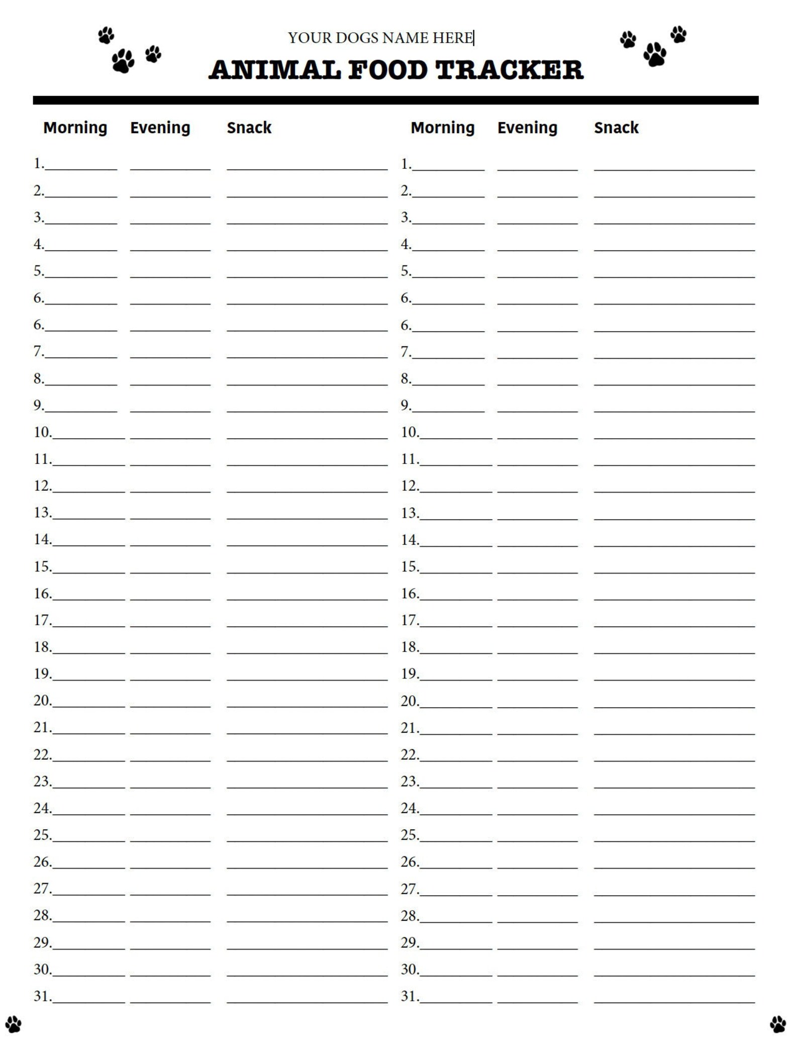 Animal Feeding Schedule Check off Chart - Etsy