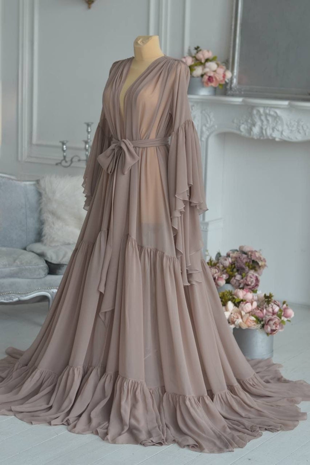Robe for a Photo Shoot, Sheer Robe, Sheer Chiffon Dressing Gown ...