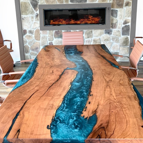 Live Edge River Table Epoxy Resin Dining Table Custom - Etsy