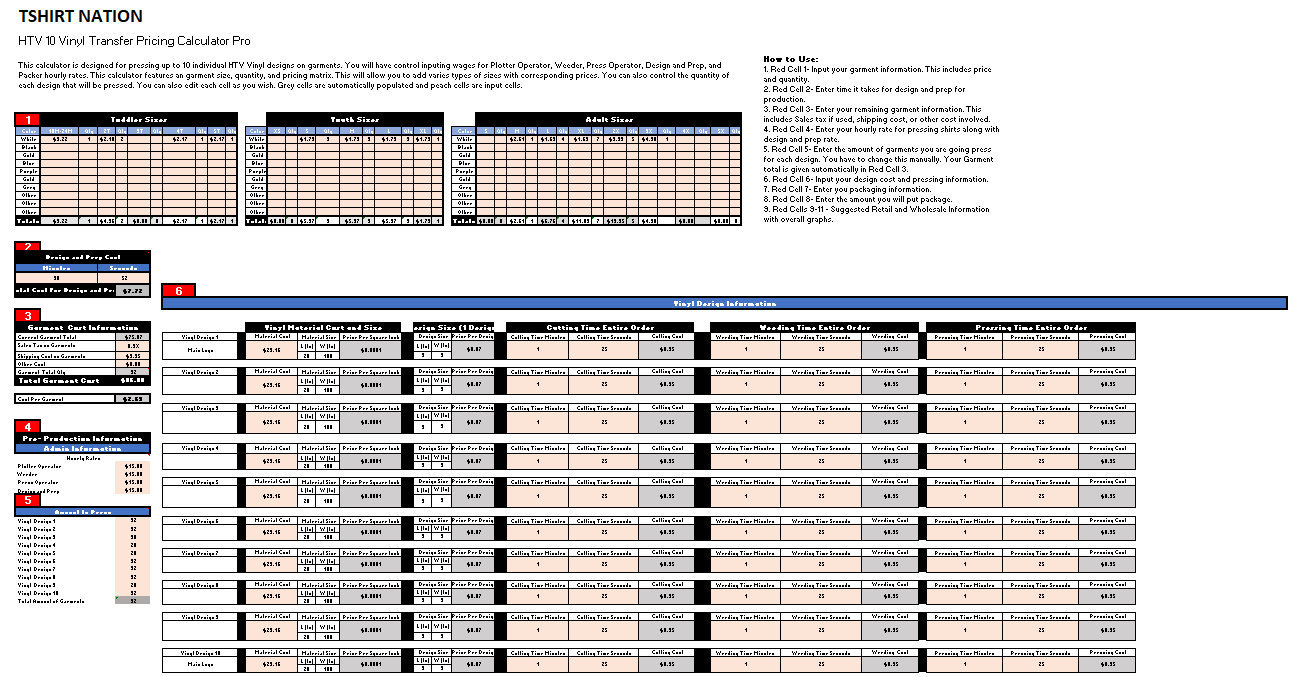 10 HTV Vinyl Design Pricing Calculator- HTV How to Price Products ...