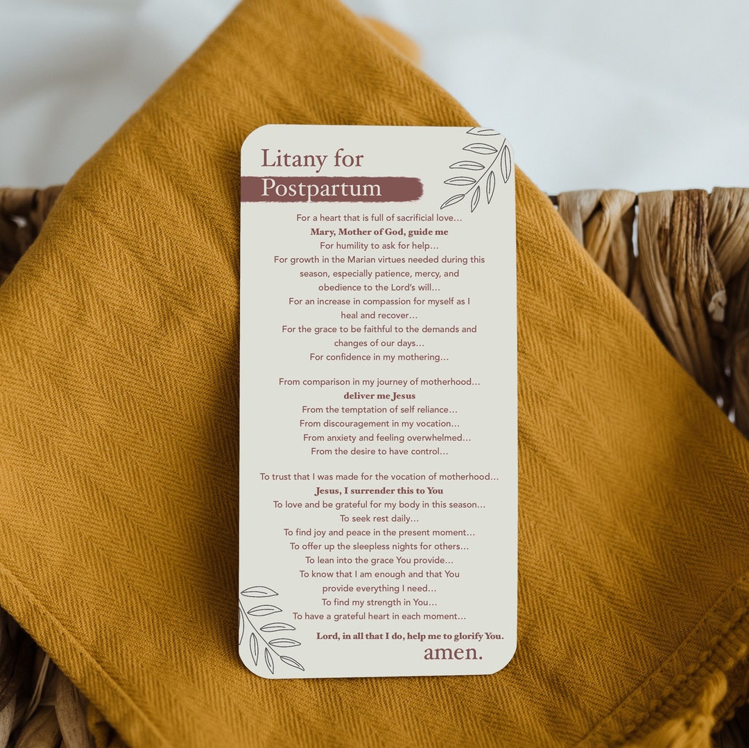 Litany for Postpartum - Catholic Pregnancy - Prayer Card - Motherhood ...