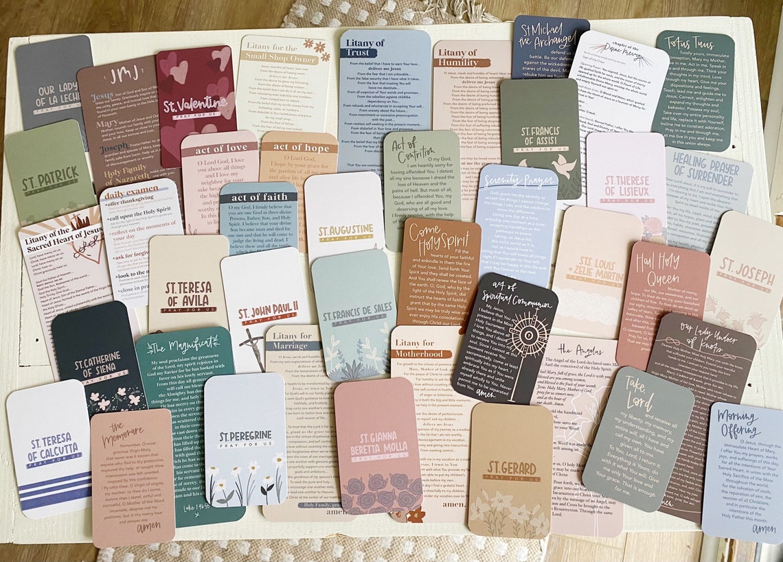 Catholic Prayer Card Bundle Saint Prayer Marian Cards - Etsy