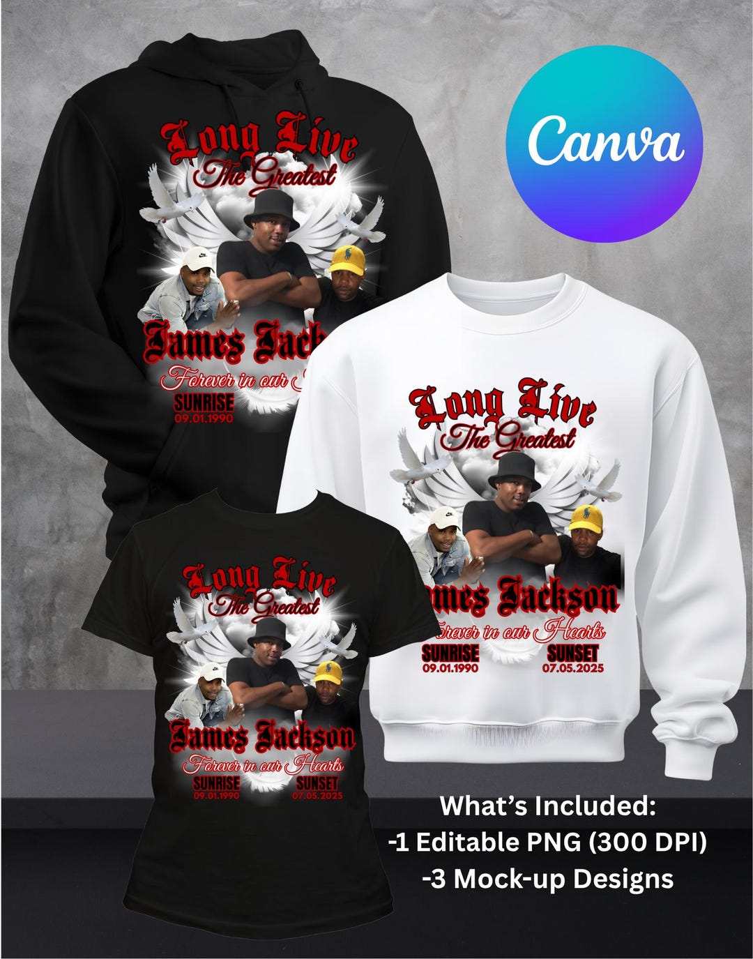 Custom Memorial Shirt Design Template: in Loving Memory Photo Apparel ...