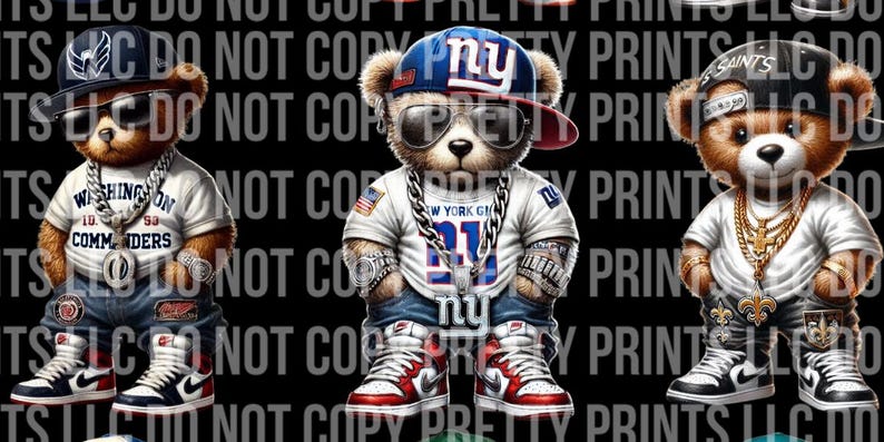 Sports Teddy Bear Clipart Bundle: Football, PNG JPEG (digital Download ...
