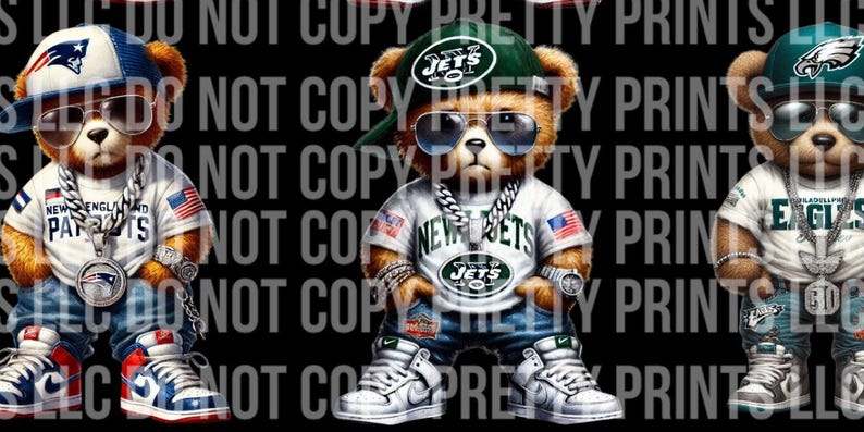 Sports Teddy Bear Clipart Bundle: Football, PNG JPEG (digital Download ...