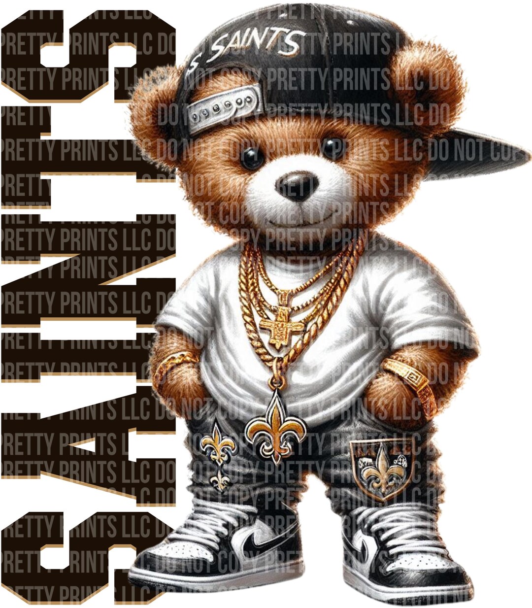 Saints Digital PNG Saints Teddy Bear PNG Who Dat Printable Sports Art ...