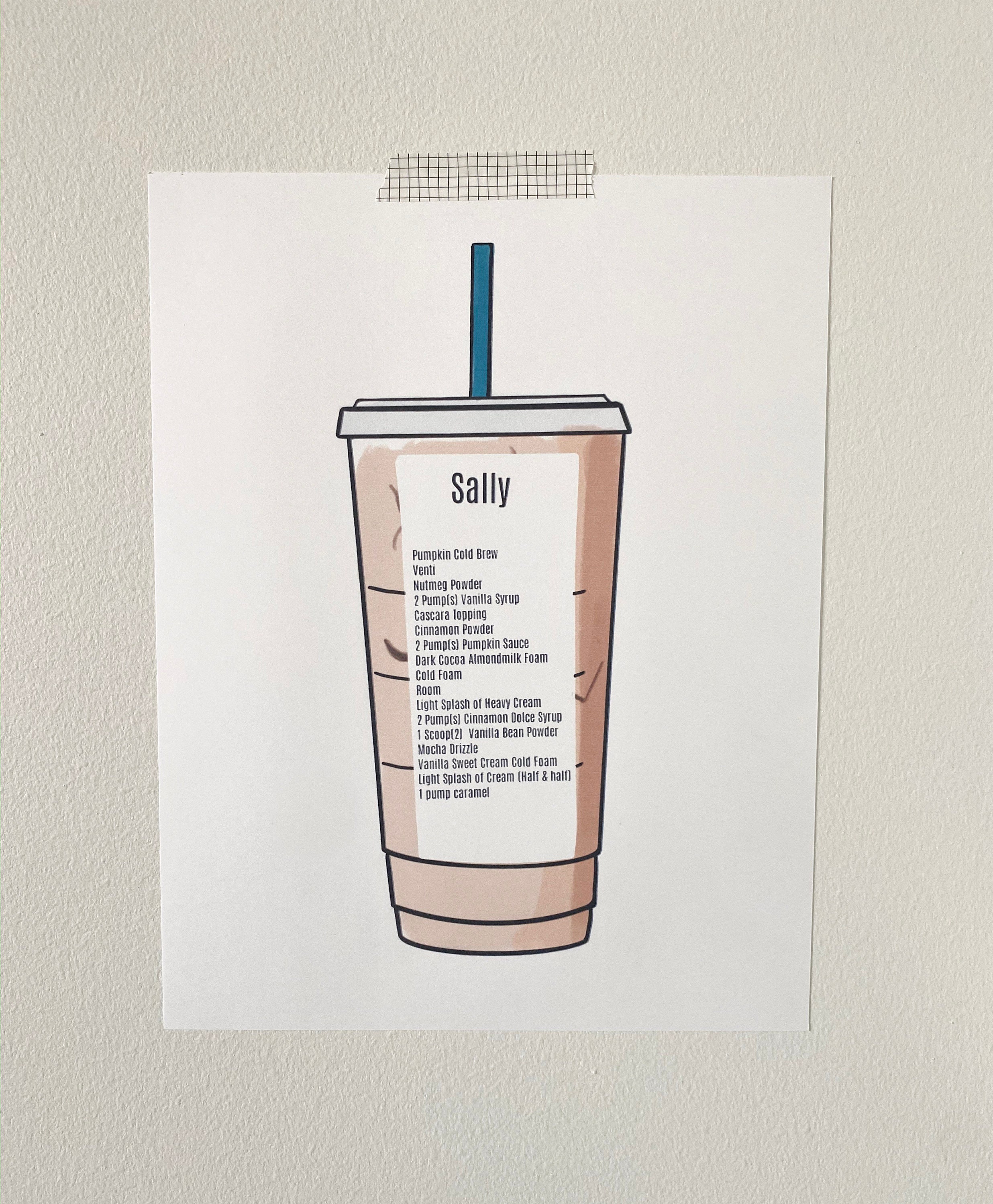 Personalized Starbucks Order XL PRINT | Etsy