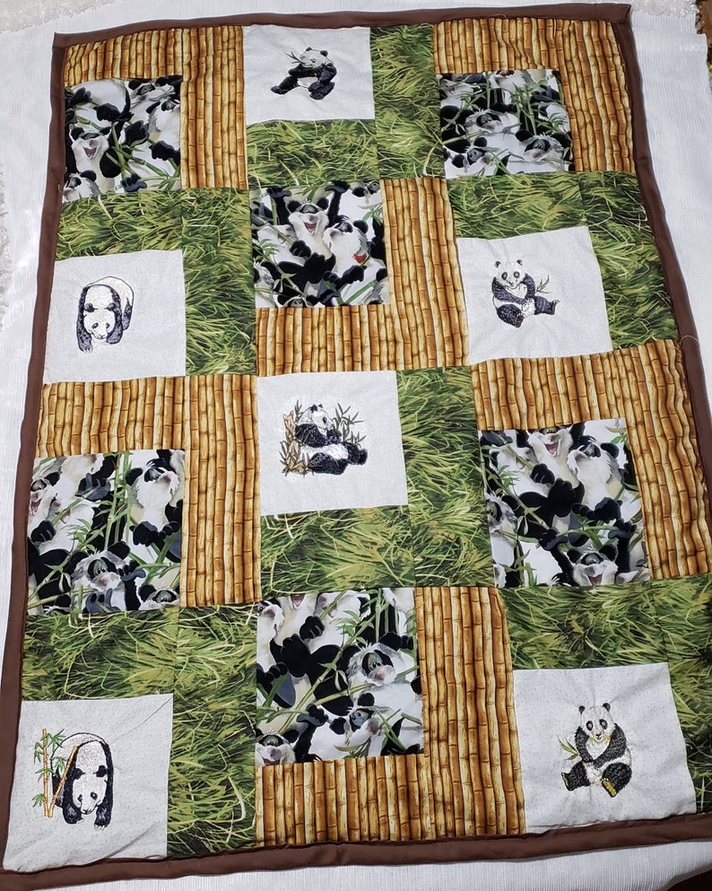 Embroidered Panda Baby Quilt - Etsy