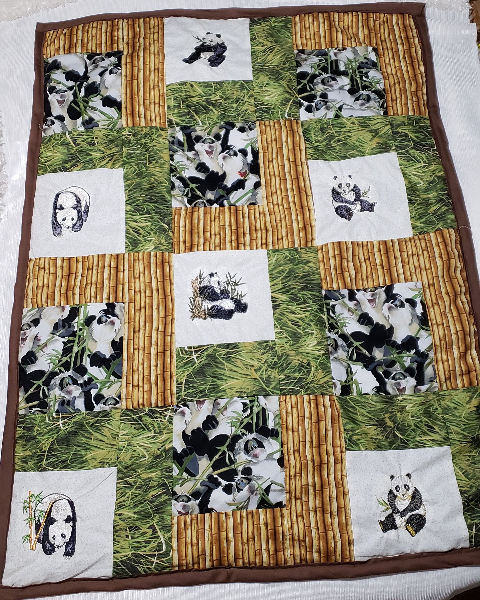 Embroidered Panda Baby Quilt - Etsy