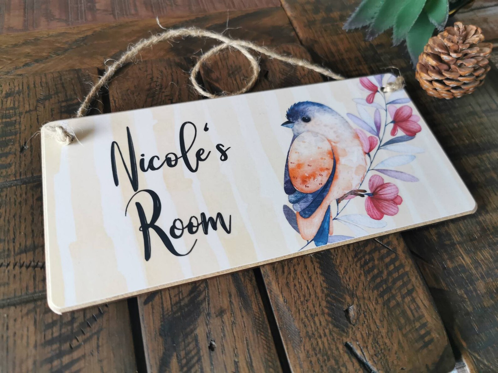 Personalised Hanging Plaque Child Name Room Kids Name Sign Custom Quote ...