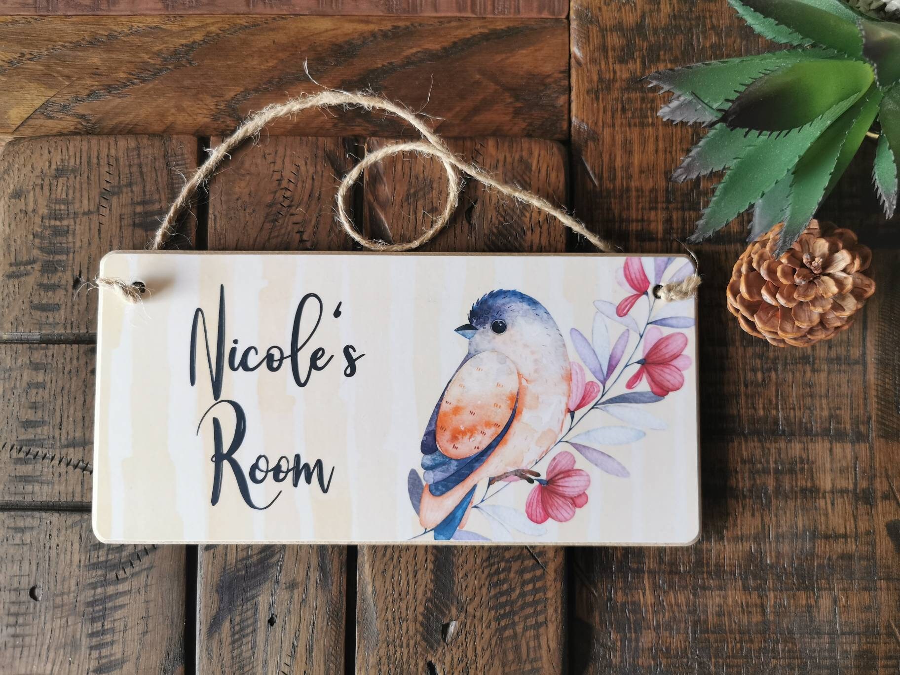 Personalised Hanging Plaque Child Name Room Kids Name Sign Custom Quote ...