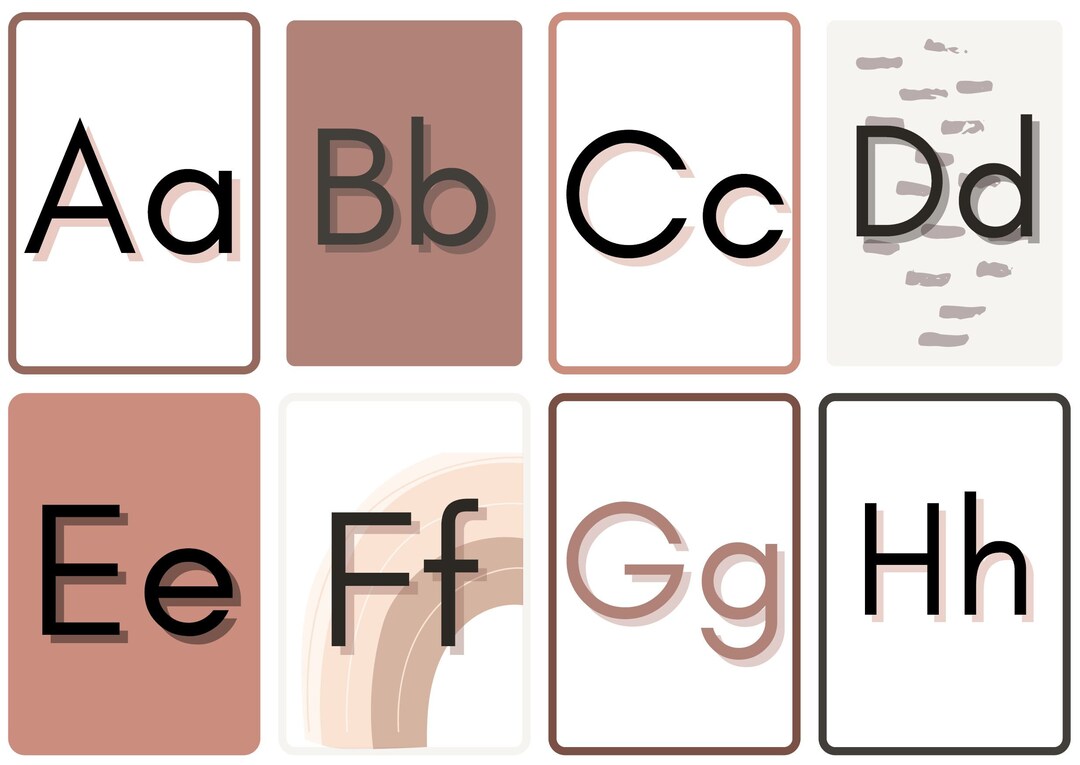 ABC Flash Cards Boho Pattern Skintone Colors - Etsy