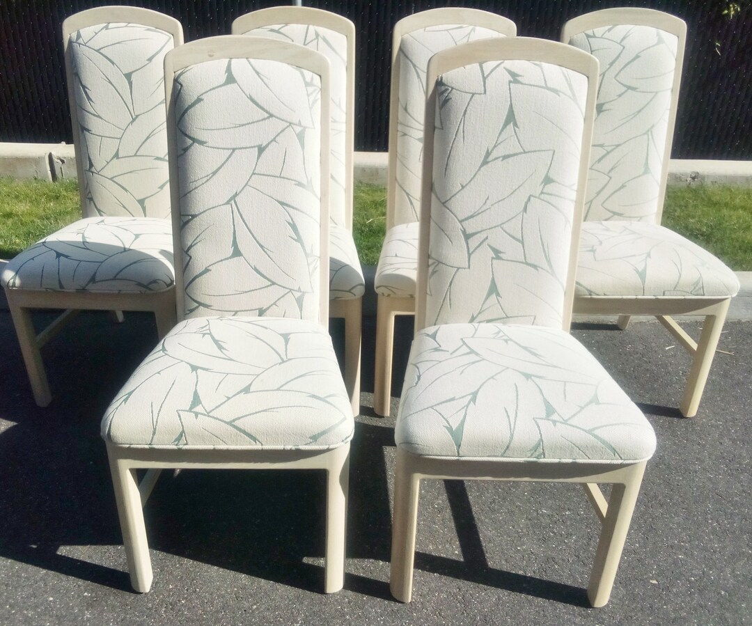Postmodern Parson Chairs White Green Dining Chairs Set of 6 Super Thick ...
