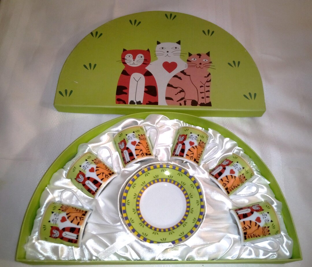 Vintage Cat Tea Set Mini Tea Set in a Gift Box Never Used - Etsy