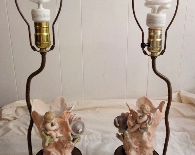 RARE Pair of Signed M. Zapun American Lecot China Lamps, Hand Painted ...