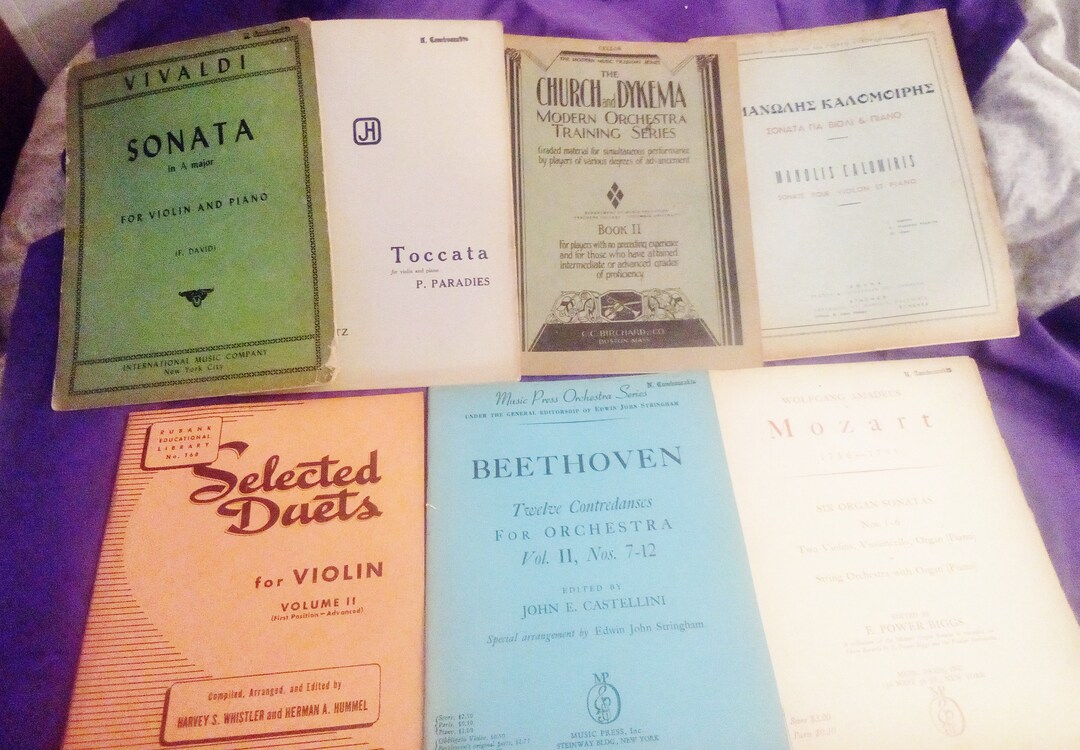 Lot of 7 Vintage Music Books Piano and Violin Books Beethoven Mozart ...