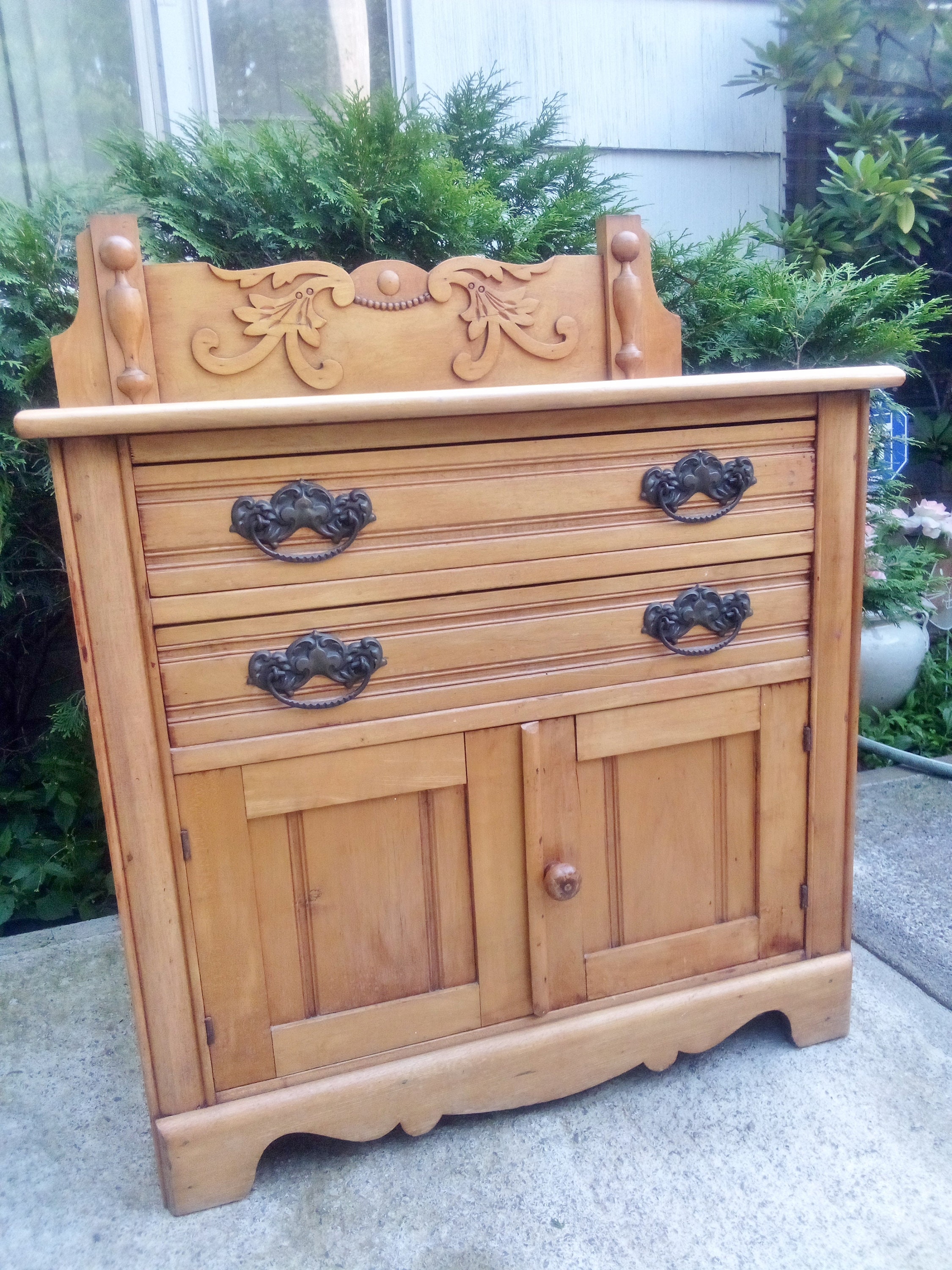 Antique Farmhouse Rustic Cabinet Small Dry Sink Commode Cupboard Rustic ...