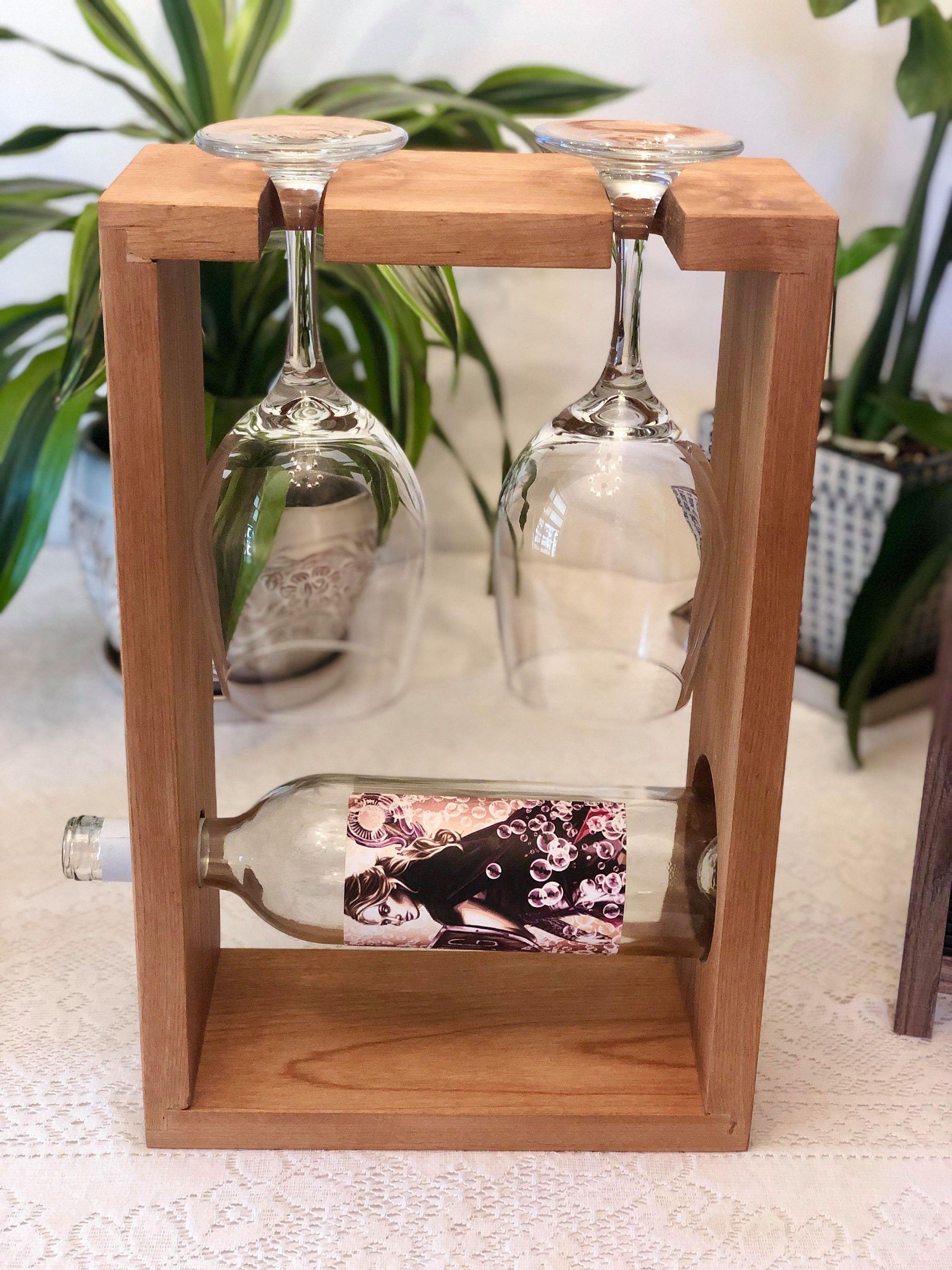Wood Wine Glass & Bottle Display - Etsy Sweden