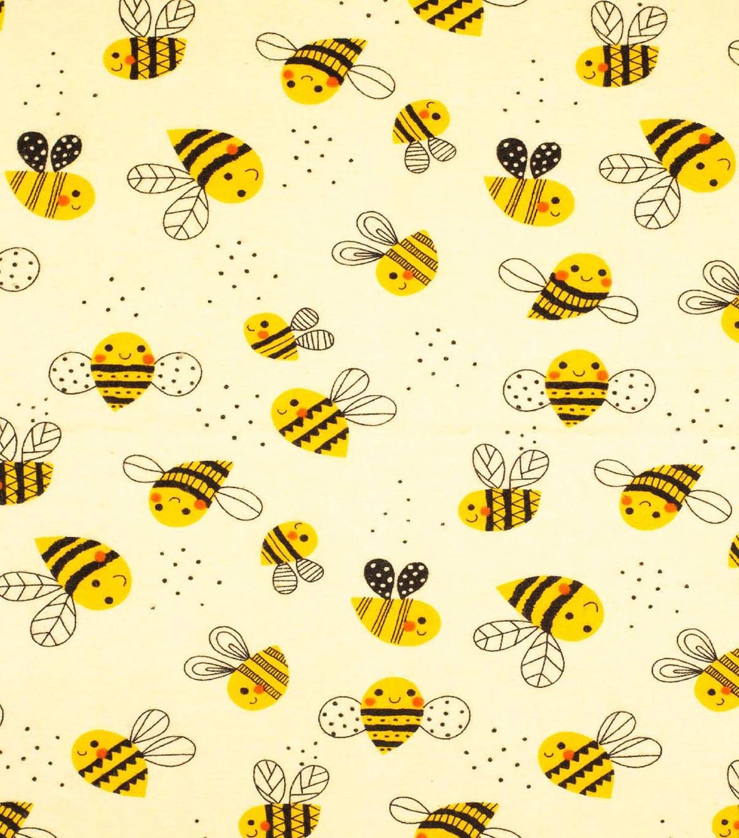 Bees on Yellow, Flannel Fabric by the Yard - Etsy