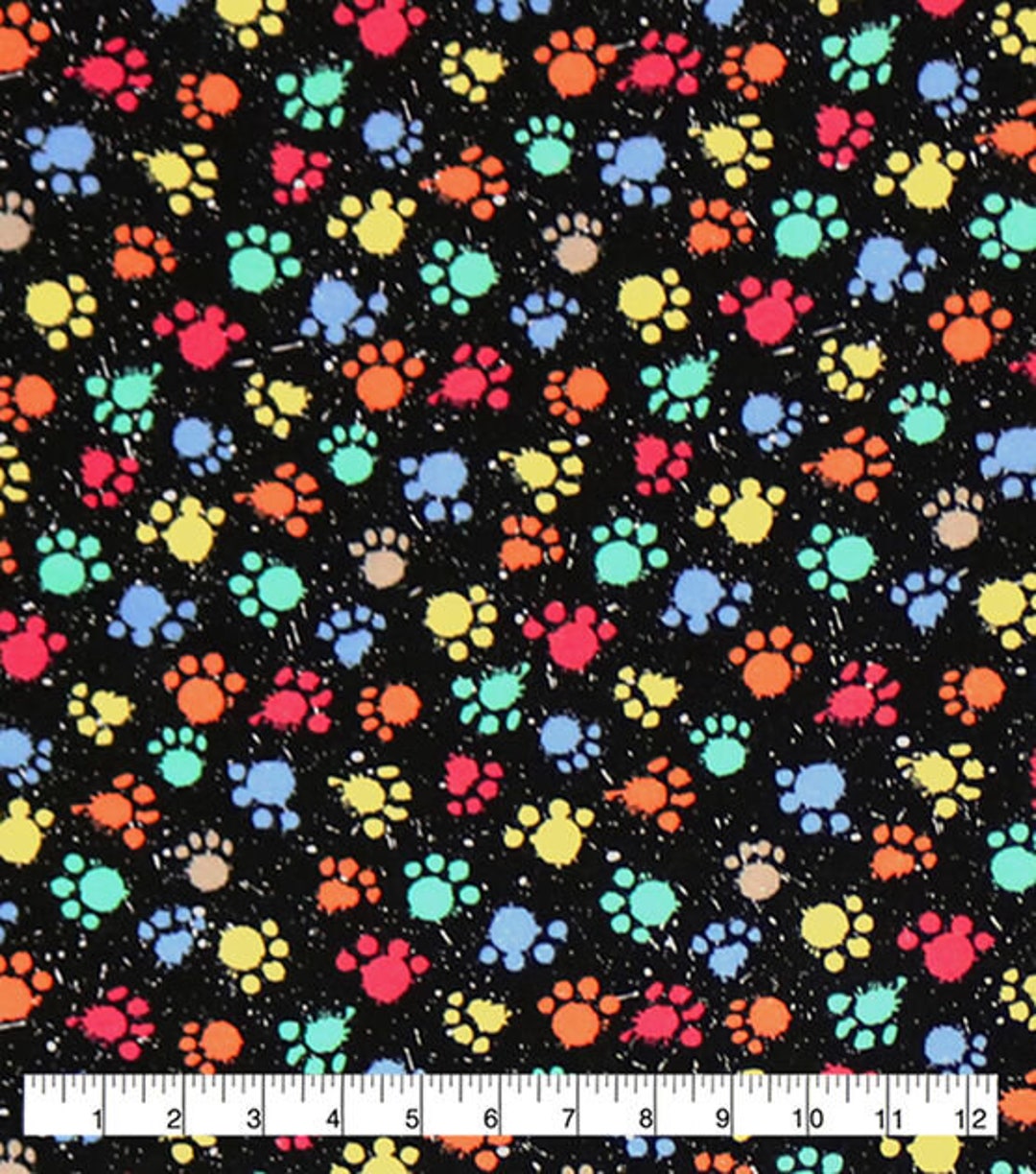 Paw Print Paint Splatter, Flannel Fabric by the Yard - Etsy