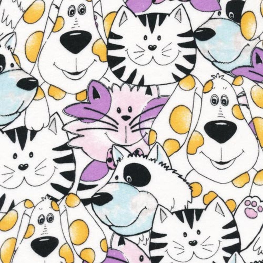 Dogs and Cats, FLANNEL Fabric by the Yard - Etsy